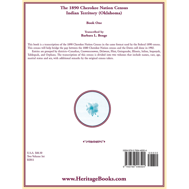 1890 Cherokee Nation Census, Indian Territory (Oklahoma) [2 volumes ...