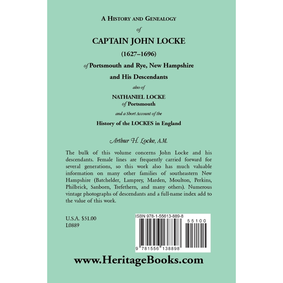 A History and Genealogy of Captain John Locke (1627-1696) of Portsmout ...