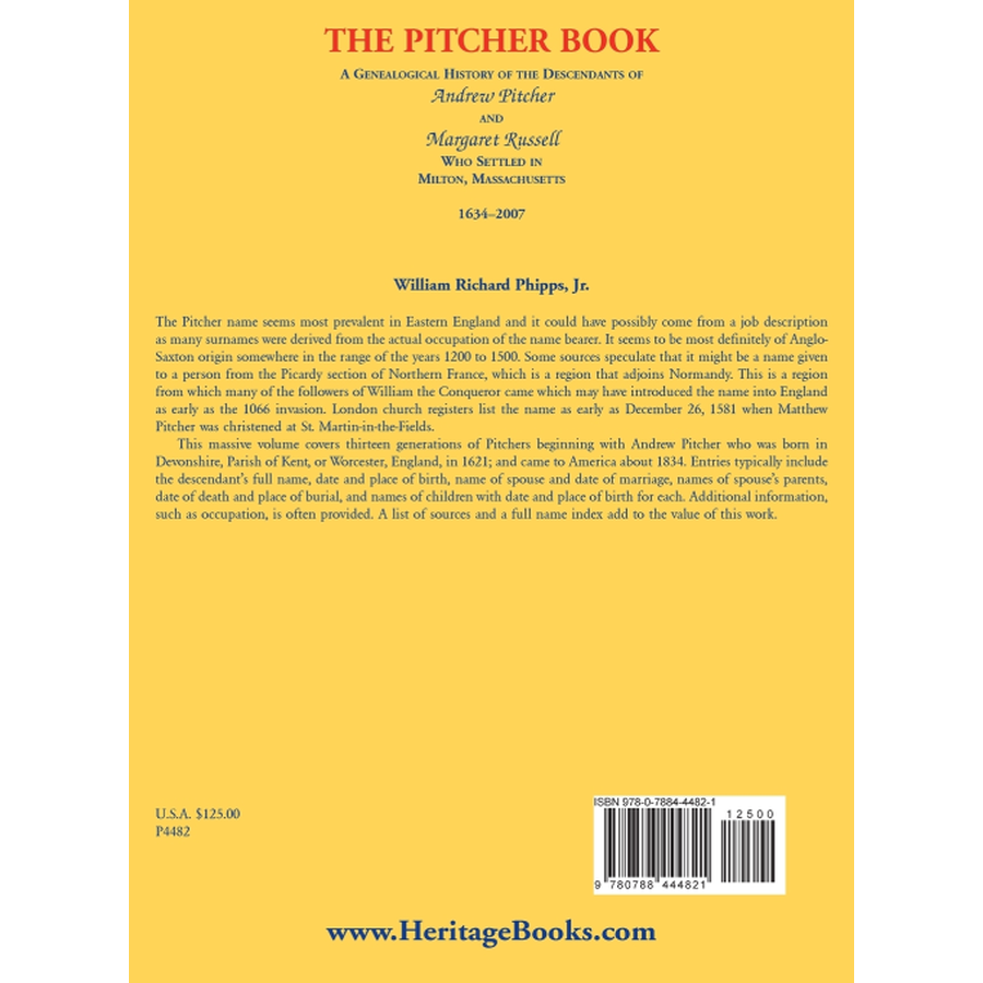 The Pitcher Book: A Genealogical History of the Descendants of Andrew ...